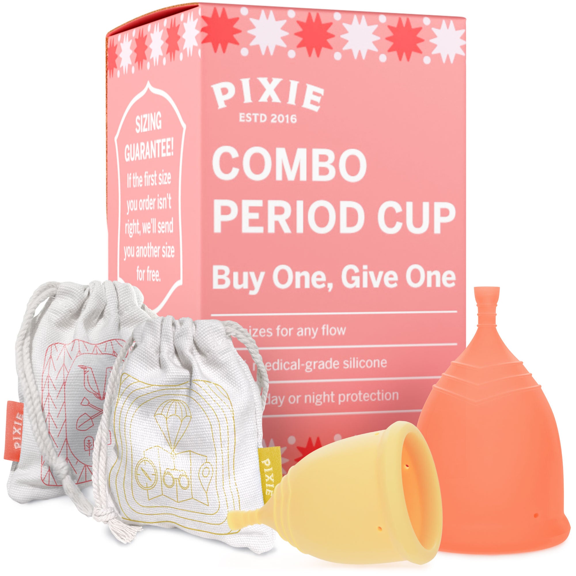 Pixie Classic Combo Pack Menstrual Cups Also Available in XS Small Large XL