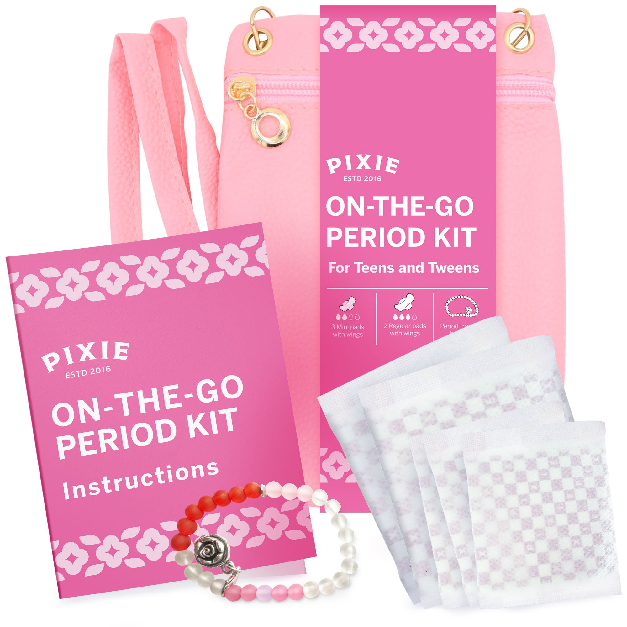 Pixie On-The-Go Period Kit | Organic Pads & Tracker Bracelet – Pixie Cup